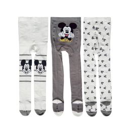 3er Pack Disney Mickey Mouse Baby Strumpfhose Babystrumpfhose in wei&szlig;/grau | Gr.: 86/92