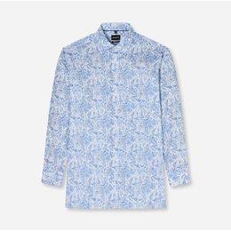 OLYMP Herren Langarmhemd "Big & Tall"bleu, Gr. 49, gemustert, Web, Obermaterial: 100% Baumwolle, Hemden, New Kentkragen, comfort fit