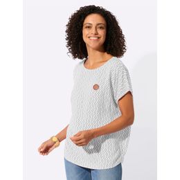 Casual Looks Damen Druckbluse, wei&szlig;, Gr. 40, gemustert, 100% Viskose, Blusen