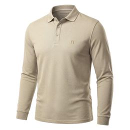 Normani Herren Langarm Poloshirt Lyroe in Beige | Gr.: M
