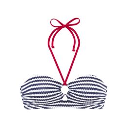 s.Oliver Damen Bandeau-Bikini-Top "Elain", schwarz-wei&szlig;, Gr. 42, geringelt, Recycling-Polyamid, Bikini-Oberteile, mit kontrastfarbigem Zierring