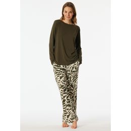 Schiesser Damen Schlafanzug "Selected Premium", Gr. 38, gr&uuml;n, Single Jersey, Obermaterial: 95% Modal, 5% Elasthan, Homewear-Sets, mit