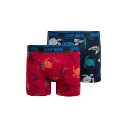 CAMP DAVID Herren Boxershorts "Set:", Gr. S, blau, Material: 95% Baumwolle, 5% Elasthan, bedruckt, Unterhosen, mit All Over Print