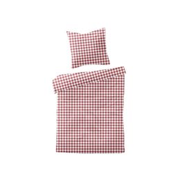 Traumschlaf Bettw&auml;sche Landhaus Karo in rot | Gr.: 155 x 200 + 80 x 80 cm