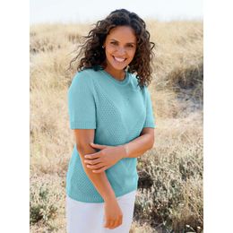 Casual Looks Damen Kurzarmpullover "Kurzarm-Pullover", blau, Gr. 36, unifarben, 50% Baumwolle, 50% Polyacryl, Pullover