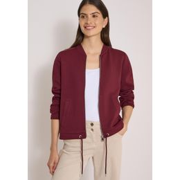 Cecil Damen Sweatjacke, rot, Gr. M, unifarben, Sweatware, 78% Baumwolle, 18% Polyester, 4% Elasthan, Sweatjacken, mit Tunnelzug am Saum
