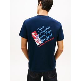 Tommy Jeans Herren T-Shirt "TJM REGULAR FIT SIGN SHIFT"schwarz night navy, Gr. L, bedruckt, unifarben, Single Jersey, Obermaterial: 100% Baumwolle,