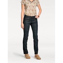 Heine Damen R&ouml;hrenhose, schwarz, Gr. 36, unifarben, 98% Baumwolle, 2% Elasthan, Beschichtung:100% Polyurethan, Hosen
