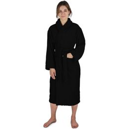 Normani Damen Baumwoll Bademantel in Schwarz | Gr.: 4XL