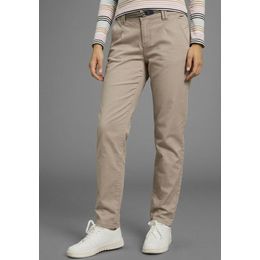 Kangaroos Damen Chinohose, beige, Gr. 32, unifarben, Web, Obermaterial: 98% Baumwolle, 2% Elasthan, Hosen, in schmaler Form, mit Kordel zu binden