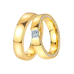 DOOSTI Damen Trauring "Schmuck Geschenk Edelstahl Trauring Ehering Partnerring LIEBE", 58,mit Zirkonia, Edelstahl, 5mm, gold, Edelstahl, Fingerringe,
