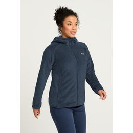 Jack Wolfskin Damen Fleecejacke "ROTWAND HOODED FZ W", blau, Gr. XL, Obermaterial: 100% Polyester, Jacken, mit Kapuze, Langarm, atmungsaktives Gewebe