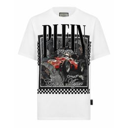 Philipp Plein Herren T-Shirt "Kurzarm-Rundhals-T-Shirt", wei&szlig;, Gr. 4XL, Stoff: 100% Baumwolle, Shirts