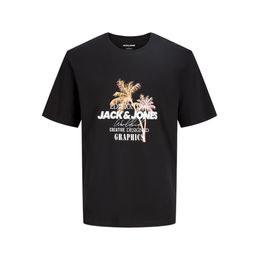 Jack & Jones JACK & JONES Herren Rundhalsshirt "JJGRADIENT PRINT TEE SS CREW NECK"schwarz, Gr. M, bedruckt, Jersey, Obermaterial: 100% Baumwolle, Shirts