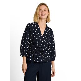 Tom Tailor Damen Schlupfbluse, blau, Gr. 36, gepunktet, Web, Obermaterial: 50% Baumwolle, 50% Lyocell, Blusen, Sommerbluse mit V-Ausschnitt und