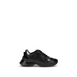 Pinko Schwarze Kalbsleder Bos Taurus Chunky Sneakers