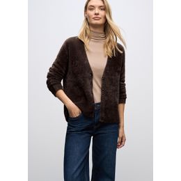Street One Damen Cardigan, braun, Gr. 36, unifarben, Strick, Obermaterial: 78% Polyamid, 12% Polyacryl, 10% Baumwolle, Strickjacken, mit V-Ausschnitt