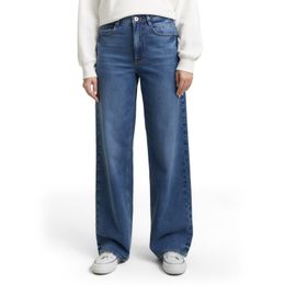 Tom Tailor Damen Weite Jeans, blau, Gr. 27, unifarben, Denim/Jeans, Obermaterial: 93% Baumwolle, 6% Elastomultiester, 1% Elasthan. Futter: 65%