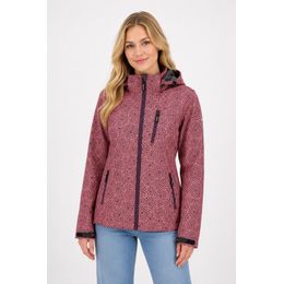 DEPROC Active Damen Softshelljacke "SHELBY PEAK DC", rot, Gr. 44, Softshell, 100% Polyester, Jacken, leichte Softshelljacke mit All-Over-Print und