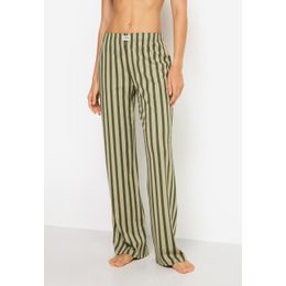 LSCN BY LASCANA Damen Pyjamahose, Gr. 36, gr&uuml;n, Single Jersey, Obermaterial: 50% Baumwolle, 50% Viskose, gestreift, mehrfarbig, Hosen, mit weitem Bein