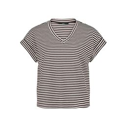 Zero Streifenshirt mit V-Ausschnitt in Brown/White | Gr.: 40