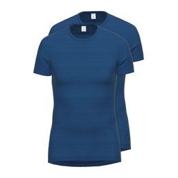 Ammann Herren Unterhemd "2er Pack T-Shirt Unterhemd Day Classic", Gr. 10, blau, Obermaterial: 75% Baumwolle CO. 25% Polyester PES., Unterhemden