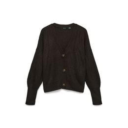 V&eacute;ro Moda VERO MODA Damen Strickjacke "VMLEA LS V-NECK CUFF CARDIGAN NOOS", braun, Gr. L, unifarben, Strick, Obermaterial: 100% Polyacryl, Strickjacken,