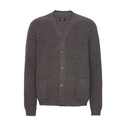 Herren Strickfleecejacke "Clean Cut Copenhagen Brooks Cardigan", grau, Gr. L, Clean Cut Copenhagen, unifarben, 79% Baumwolle, 16% Polyester, 3%
