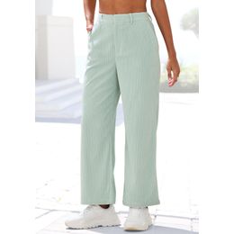 Buffalo Damen Culotte "aus Cord mit weitem Bein", gr&uuml;n, Gr. 34, unifarben, Cord, Obermaterial: 100% Polyester, Hosen, 7/8 L&auml;nge, l&auml;ssige Sommerhose