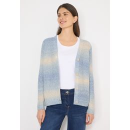 Cecil Damen Cardigan, blau, Gr. XL, gemustert, Web, 58% Baumwolle, 34% Polyacryl, 8% Polyester, Strickjacken, mit Knopfleiste