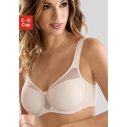 Damen Minimizer-BH, NUANCE BY LASCANA, Gr. 100, beige, Netz, Obermaterial: 79% Polyamid, 15% Polyester, 6% Elasthan, BHs, mit B&uuml;gel und transparenten
