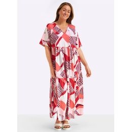 sheego Damen Maxikleid "Kleid", bunt, Gr. 46, bedruckt, gemustert, mehrfarbig, 97% Viskose, 3% Elasthan, Kleider