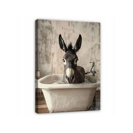 WALLARENA Leinwandbild Esel in Beige | Gr.: 40 x 30 cm