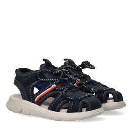 Tommy Hilfiger M&auml;dchen Sandale, Gr. 28, blau, Synthetik, Textil, Schuhe, Trekking Schuh, Sommerschuh mit praktischem Schnellverschluss