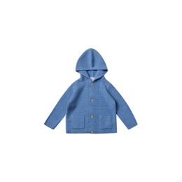 Stellou & friends Strick-Cardigan mit Kapuze in ocean blue | Gr.: 50/56