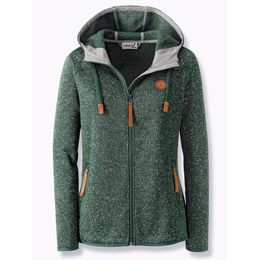 Casual Looks Damen Fleecejacke, gr&uuml;n, Gr. 36, gemustert, mehrfarbig, meliert, 100% Polyester, Jacken