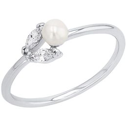 Amor Damen Fingerring "2037247/-48/-49/-50/-51", 58, Perlen Silber 925 (Sterlingsilber), 1,5mm, wei&szlig;, Perlen, Silber 925 (Sterlingsilber),
