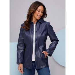 Classic Basics Damen Lederimitatjacke, blau, Gr. 40, unifarben, 100% Viskose, Jacken