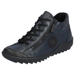 Remonte Damen Schn&uuml;rboots, Gr. 41, schwarz, Leder, Lederimitat, Schuhe, Flats, Komfortschuh, Boots mit seitlichem Rei&szlig;verschluss
