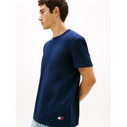 Tommy Jeans Herren T-Shirt "TJM REGULAR WAFFLE"schwarz night navy, Gr. XXL, Single Jersey, Obermaterial: 60% Baumwolle, 40% Polyester, Shirts,