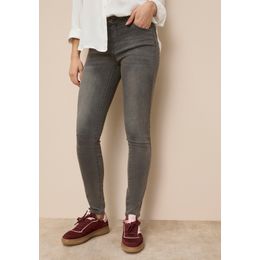 Tamaris Damen Skinny-fit-Jeans "aus bequemen Stretch-Denim", grau, Gr. 34, unifarben, Denim/Jeans, Obermaterial: 74% Baumwolle, 24% Polyester, 2%
