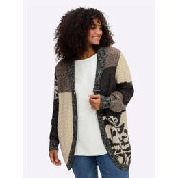 Damen Cardigan, braun, Gr. 52, sheego by Joe Browns, gemustert, mehrfarbig, 85% Polyacryl, 15% Wolle, Strickjacken