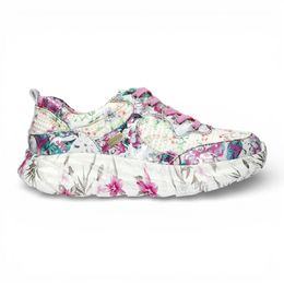Laura Vita Damen-Sneaker Sofiao 07, rosafarben, mit Blumenmuster, aus Leder, Plateau.