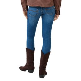 QS Damen Stretch-Hosemid blau, Gr. 44, unifarben, Denim/Jeans, Obermaterial: 99% Baumwolle, 1% Elasthan. Futter: 70% Polyester, 30% Baumwolle, Hosen,