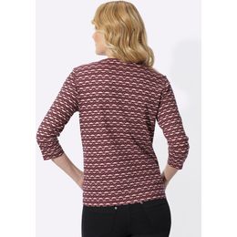Damen 3/4-Arm-Shirt "3/4-Arm-Shirt"puder, burgund, bedruckt, Gr. 50, gemustert, mehrfarbig, 100% Baumwolle, Shirts