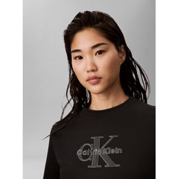 Damen T-Shirtschwarz, Gr. XL, Calvin Klein Jeans, unifarben, Jersey, Obermaterial: 100% Baumwolle, Shirts, Glitzer Logo, Regular Fit,