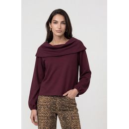 monari Damen Sweatshirt "Sweatshirt Basic Carmenkragen", lila, Gr. 42, unifarben, Web, Obermaterial: 55% Polyester, 38% Viskose, 7% Elasthan,