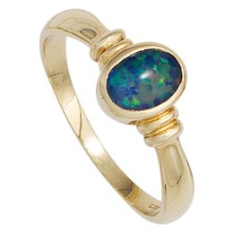 Jobo Damen Goldring, 58, Gelbgold 585, gelb, Gelbgold 585, Fingerringe, 585 Gold mit Opal-Triplette