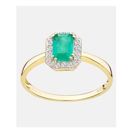Diamant L'&eacute;ternel Ring aus 375 Gelbgold mit Diamant mit Smaragd | Gr.: 55