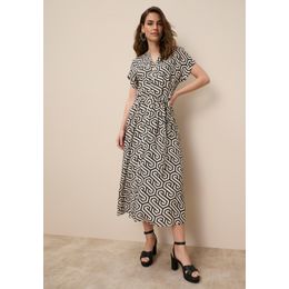 Tamaris Damen Hemdblusenkleid "mit tailliertem Bindeg&uuml;rtel und Knopfleiste", schwarz, Gr. 40, gemustert, Web, Obermaterial: 100% Viskose, Kleider,